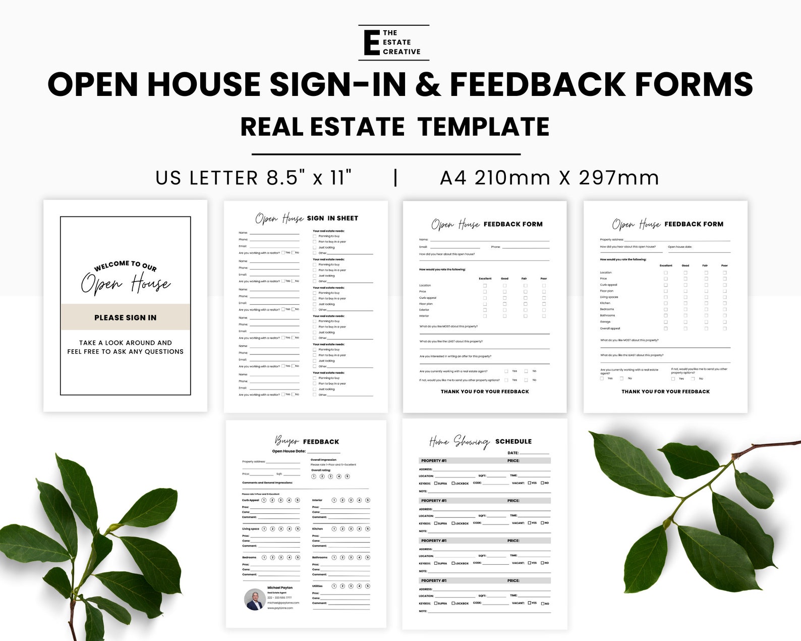 Open House Sign in Sheet | Open House Feedback Form, House Showing List ...