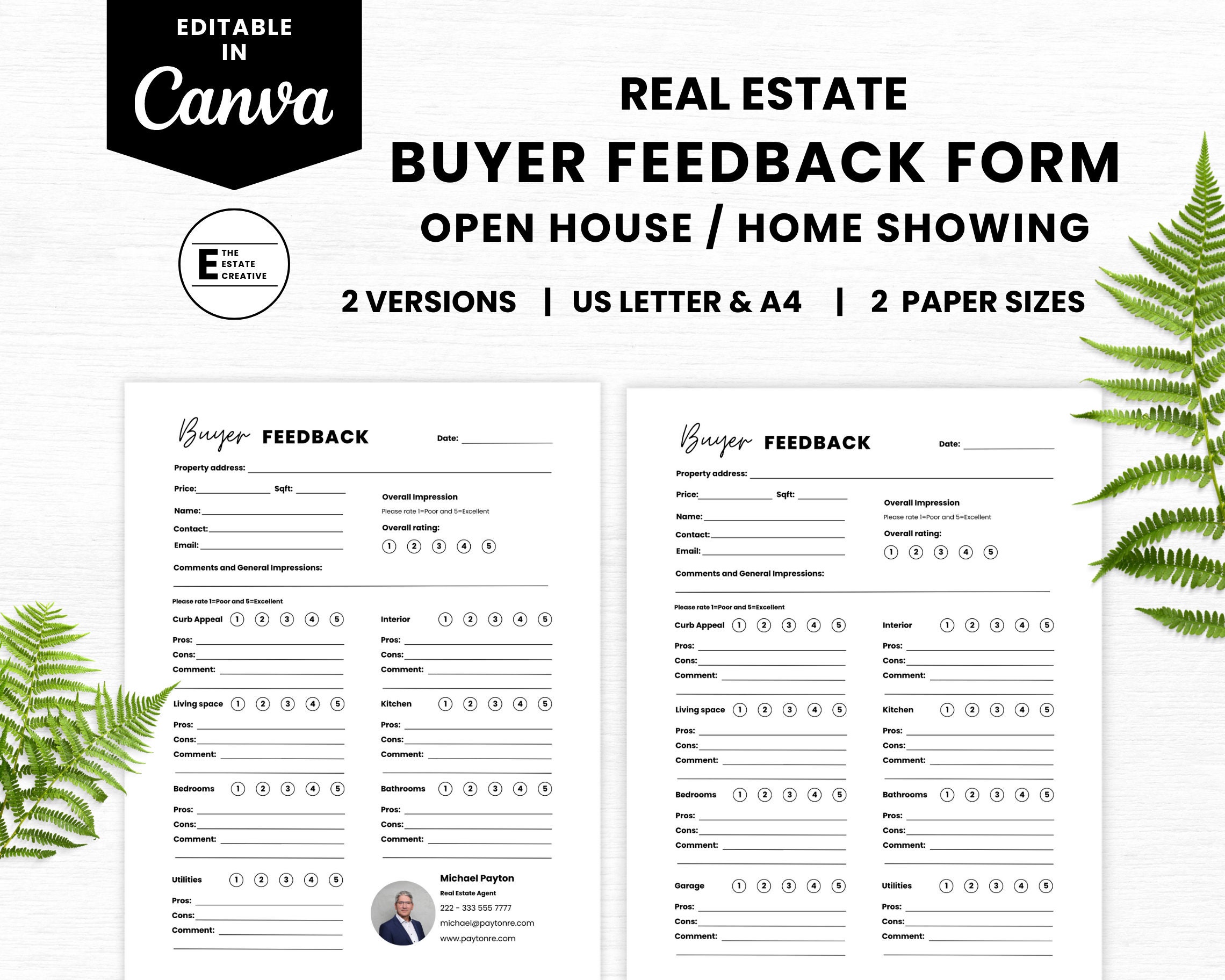 Open House Feedback Form | Home Showing Buyer Feedback, Real Estate ...