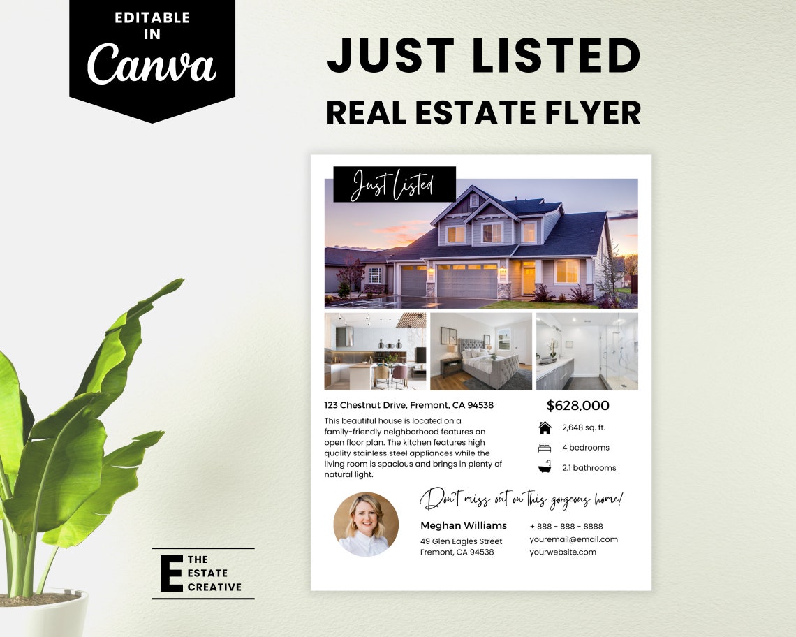 Just Listed Flyer, Just Listed Template, Real Estate Flyer, Real Estate ...