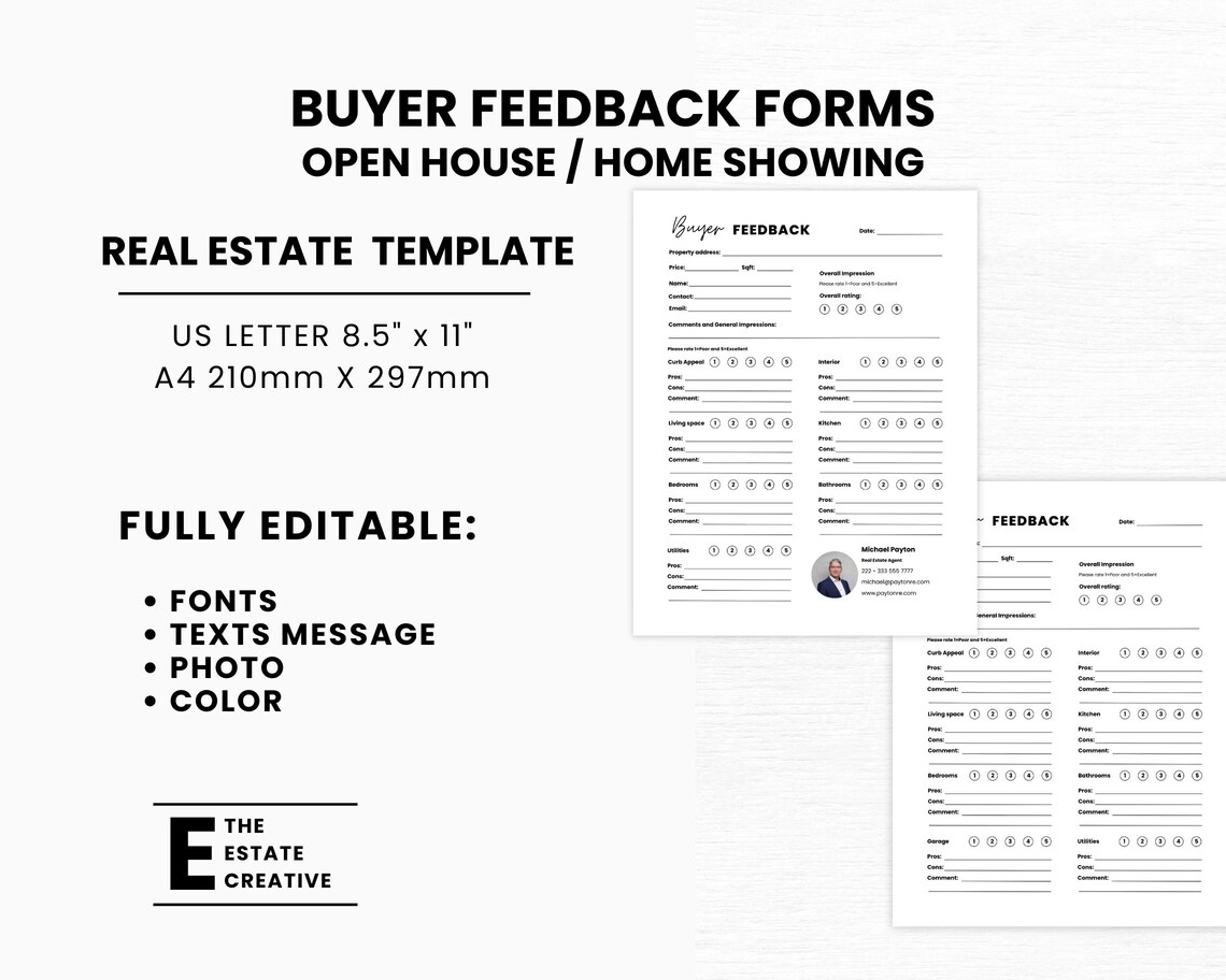 Open House Feedback Form | Home Showing Buyer Feedback, Real Estate ...