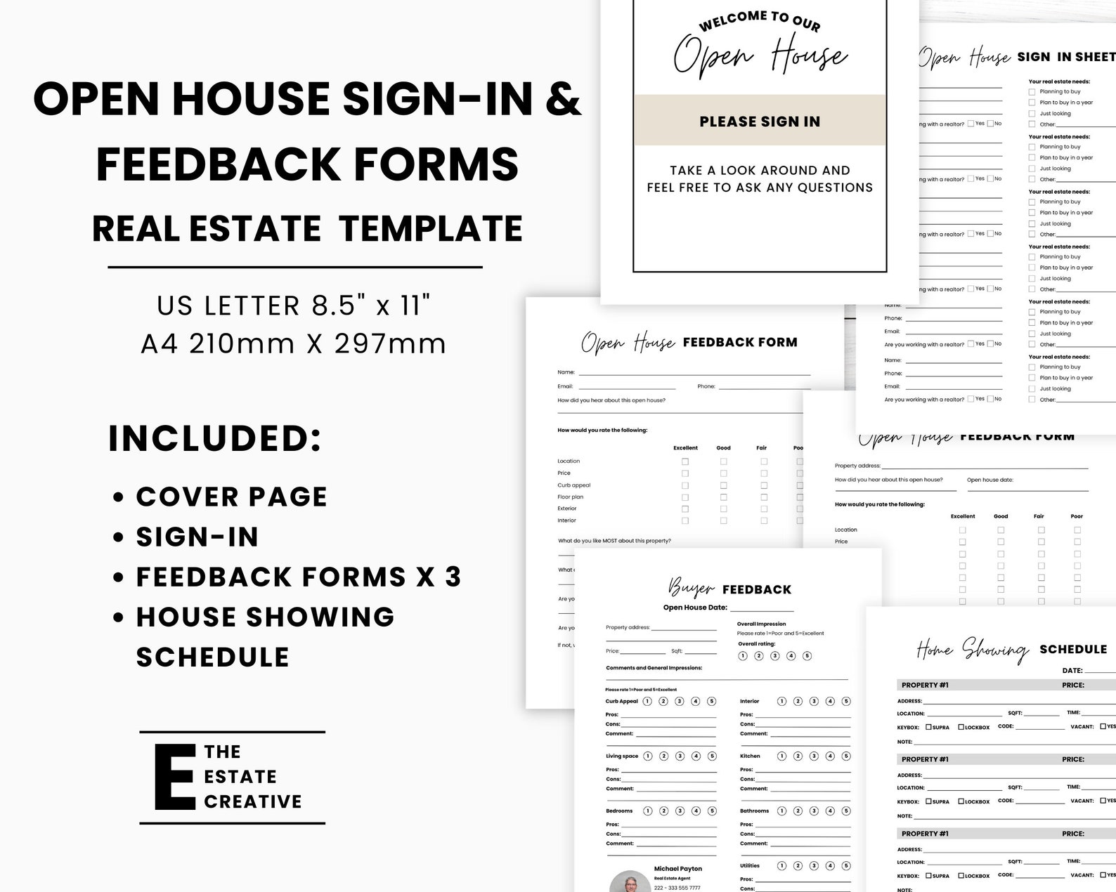 Open House Sign in Sheet | Open House Feedback Form, House Showing List ...