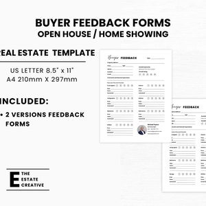 Open House Feedback Form | Home Showing Buyer Feedback, Real Estate ...