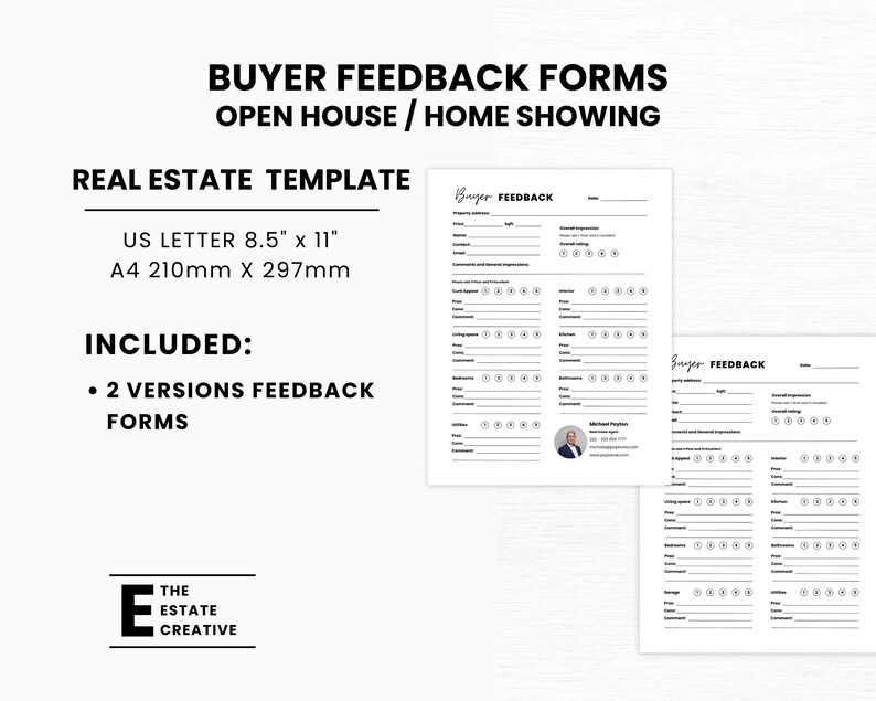 Open House Feedback Form | Home Showing Buyer Feedback, Real Estate ...