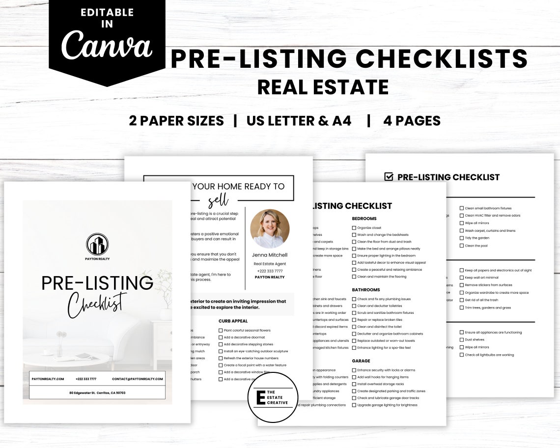 Prelisting Checklist | Home Seller Checklist, Realtor Prelisting ...