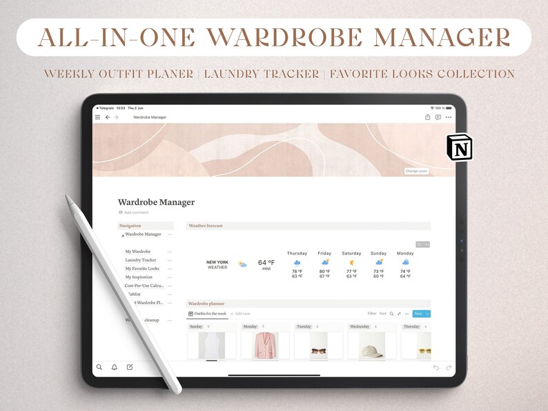 Notion Template Wardrobe Manager Outfit Planner Notion Etsy