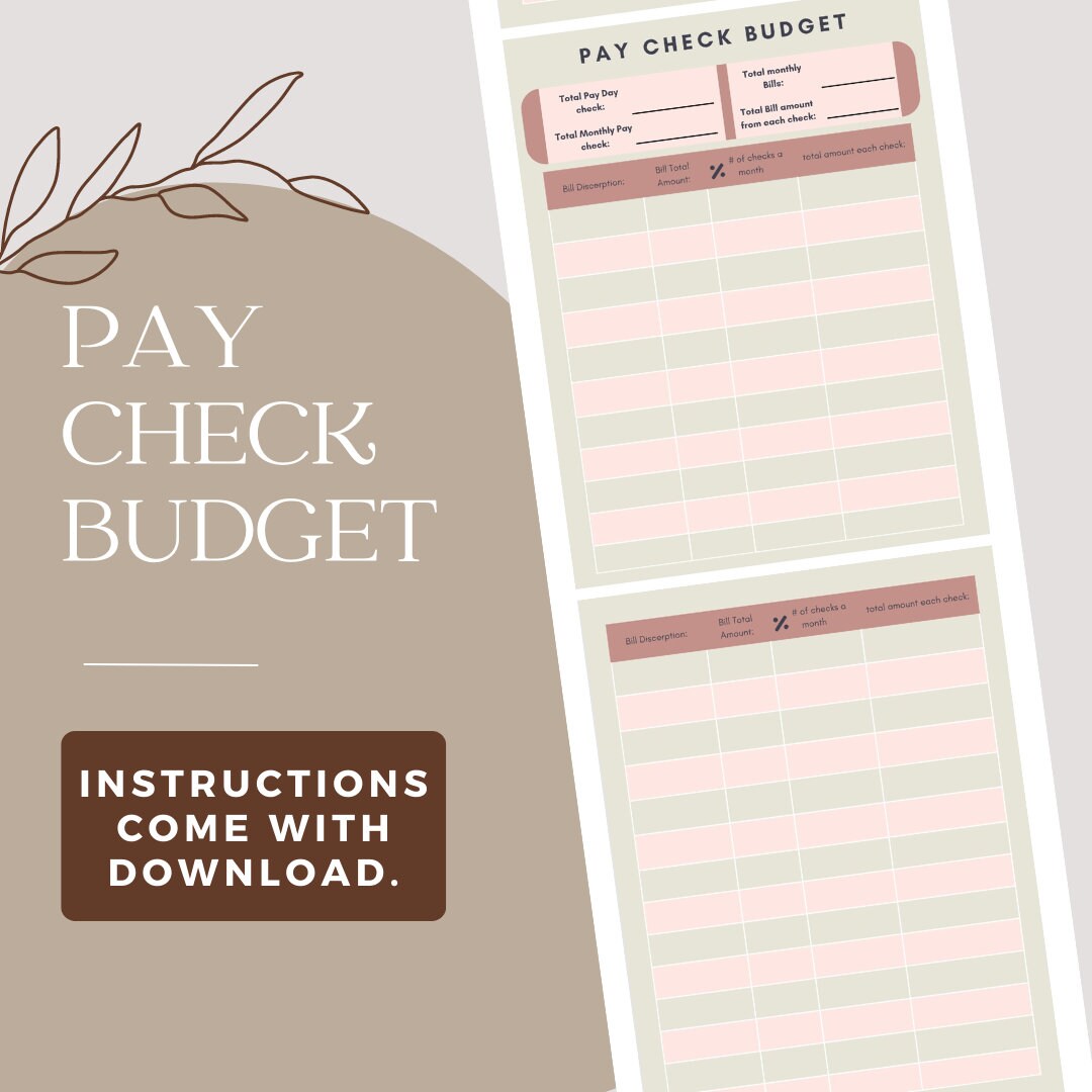 Pay Check Budget, Budget Planner, Budgeting, Pay Check Organizer ...