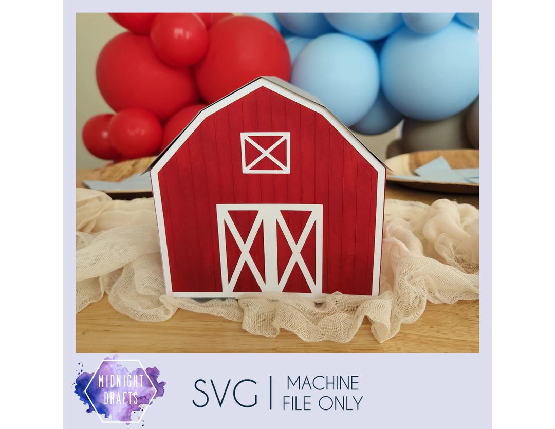 3D Paper Barn Svg, Cut File, Template, Pattern, Centerpiece, Table ...