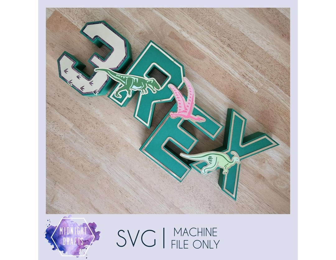 Dinosaur Themed Third Birthday Party Decor, T Rex Layered Svg Cut File ...