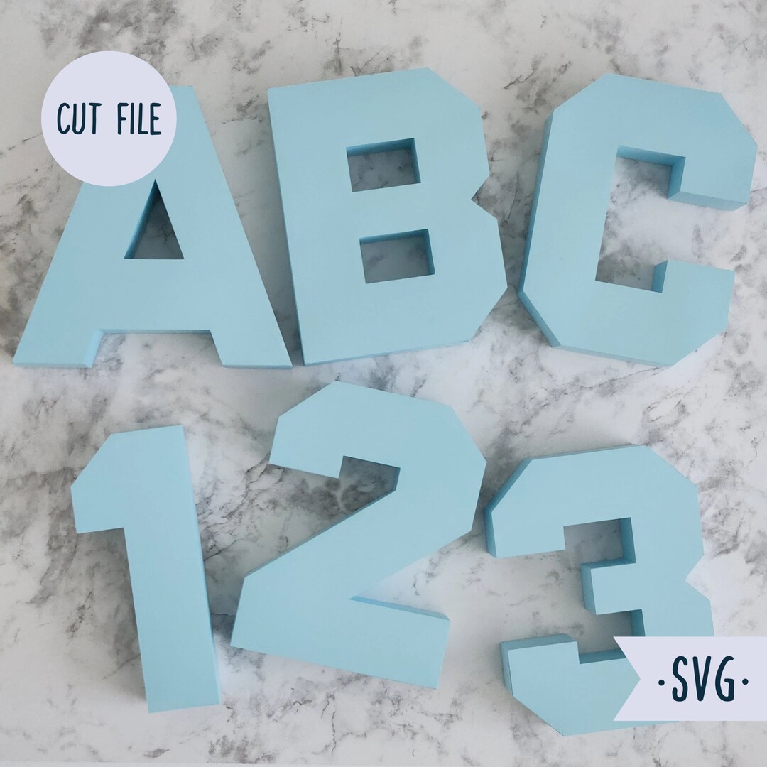 3D Letters & Numbers SVG Bundle - Layered Alphabet Template for ...