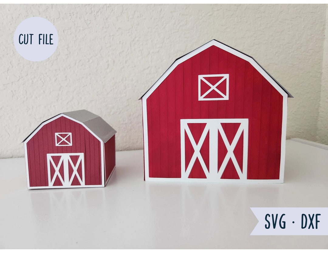 Barn Centerpiece, Paper Candy and Cookie Box Template, Svg Bundle ...