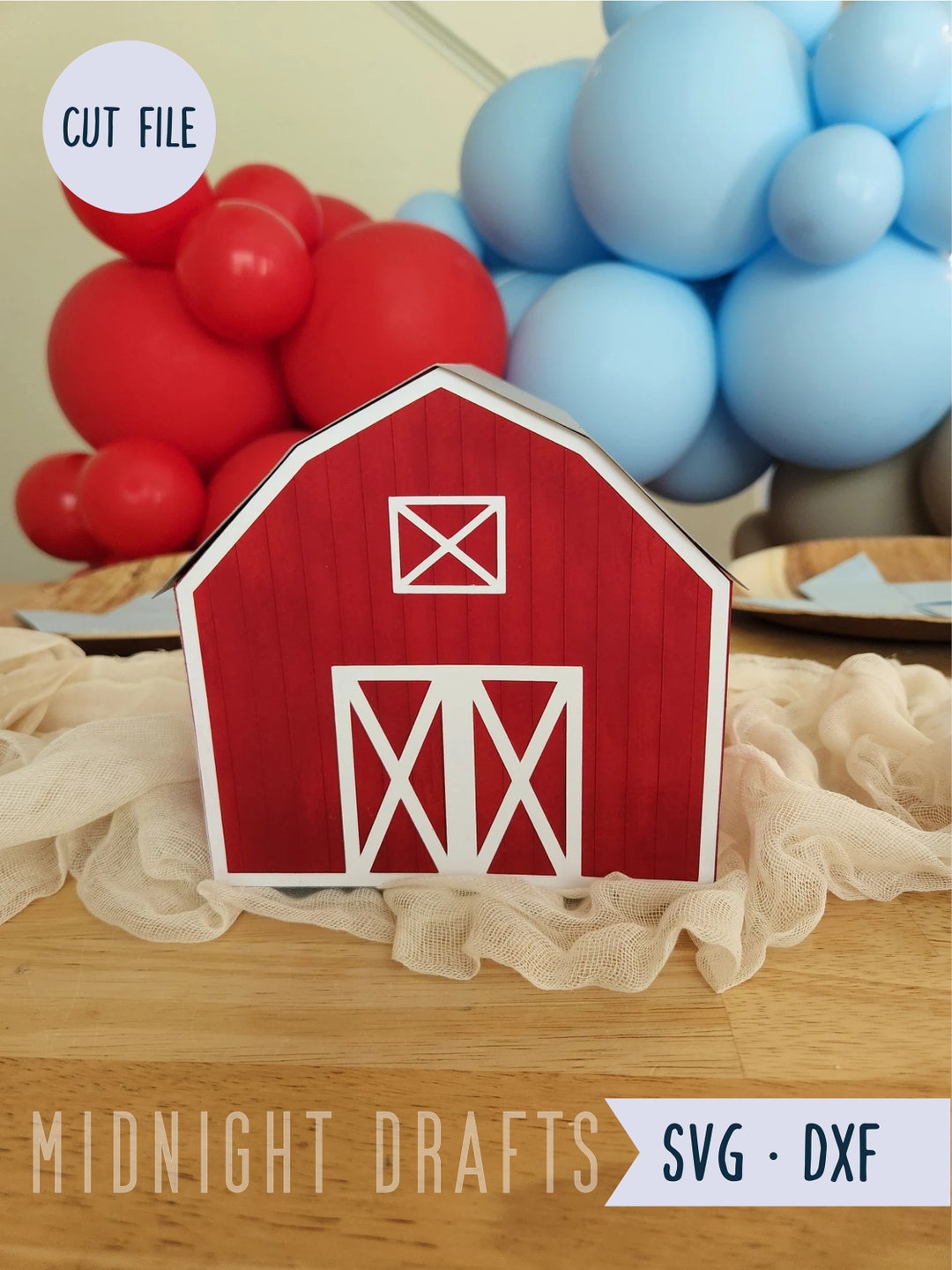 3D Paper Barn Svg, Cut File, Template, Pattern, Centerpiece, Table ...