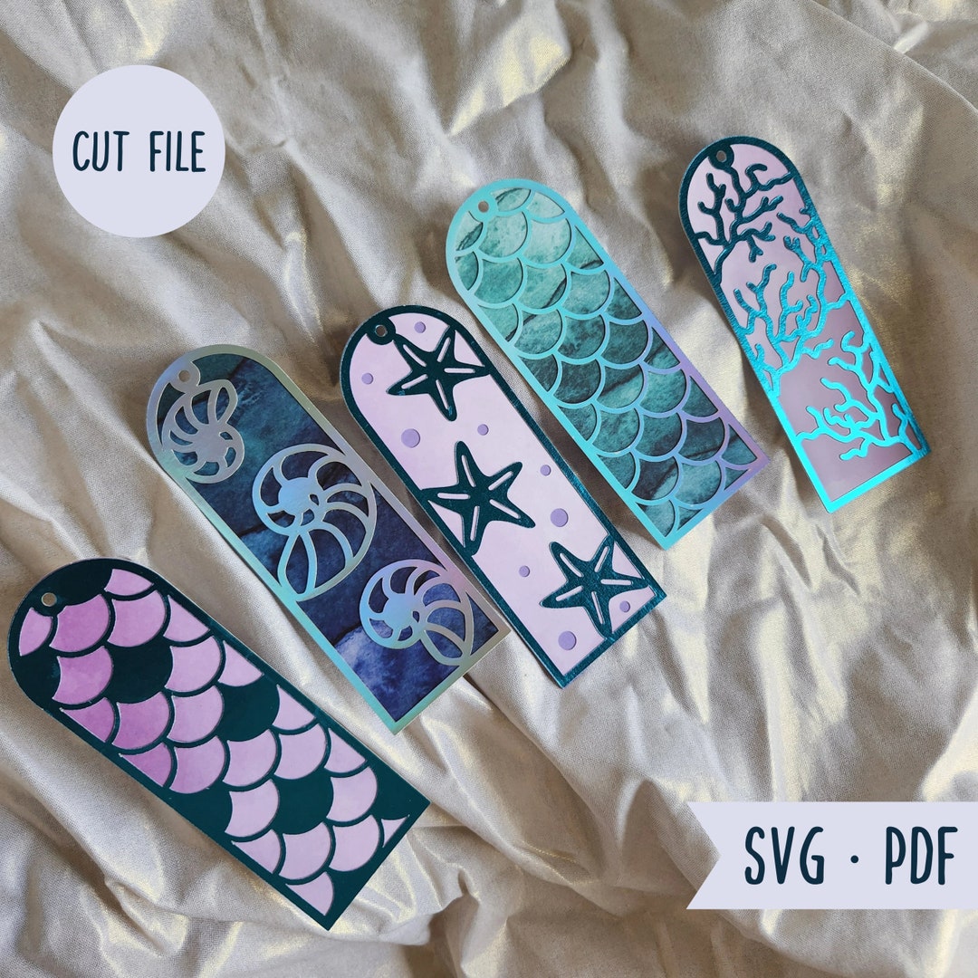 Mermaid Bookmark Svg Bundle, Printable Bookmarks, Instant Download PDF ...