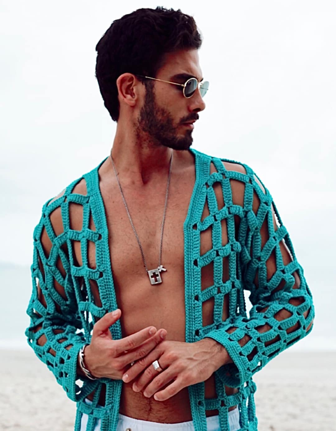 Cardigan Kimono Mens CROCHET PATTERN, Mesh Cardigan, Unisex Design - Etsy