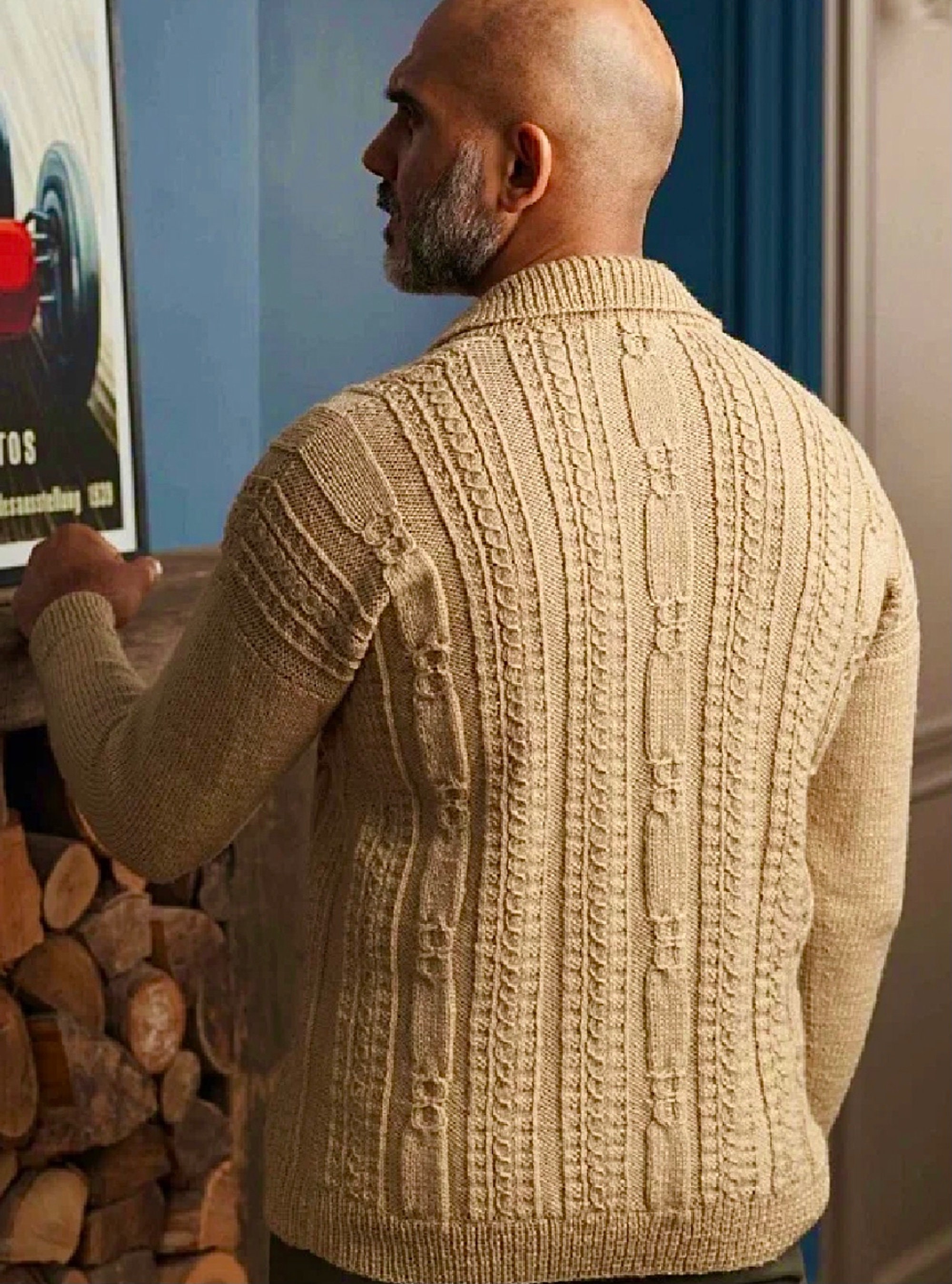 Pullover Men KNITTING PATTERN, Men Sweater, Cabled Pattern, Button ...