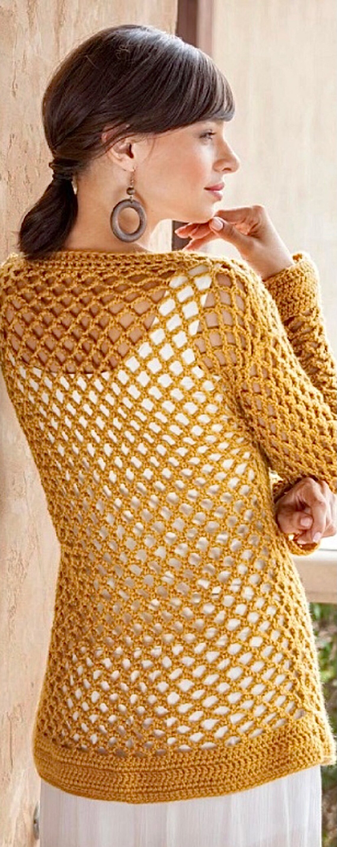 Lace Mesh Cardigan CROCHET PATTERN Size S-2XL Easy. Summer - Etsy