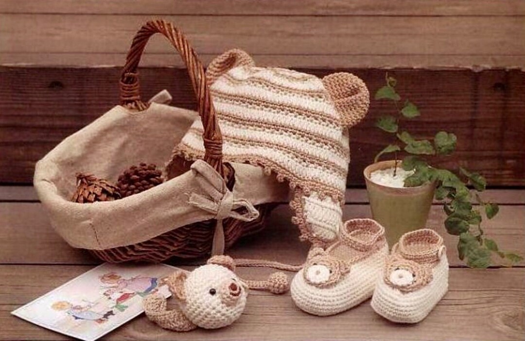 Crochet Baby Set Pattern Hat Baby Booties Crochet Toy Crochet Teddy ...