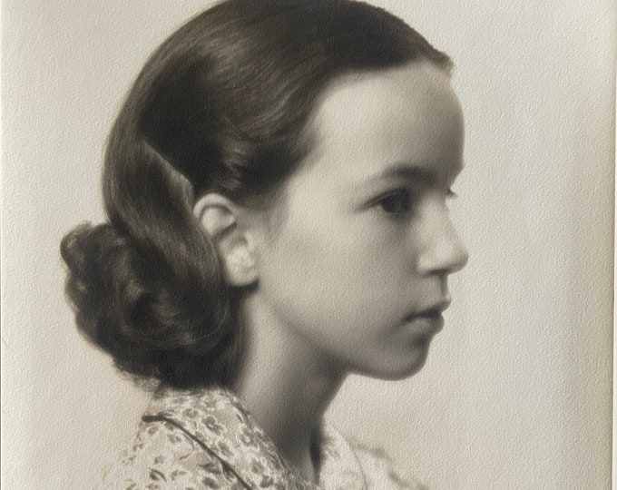 Vintage Studio Portrait 13 Year Old Girl Photo Fine Hair 1940’s Black ...