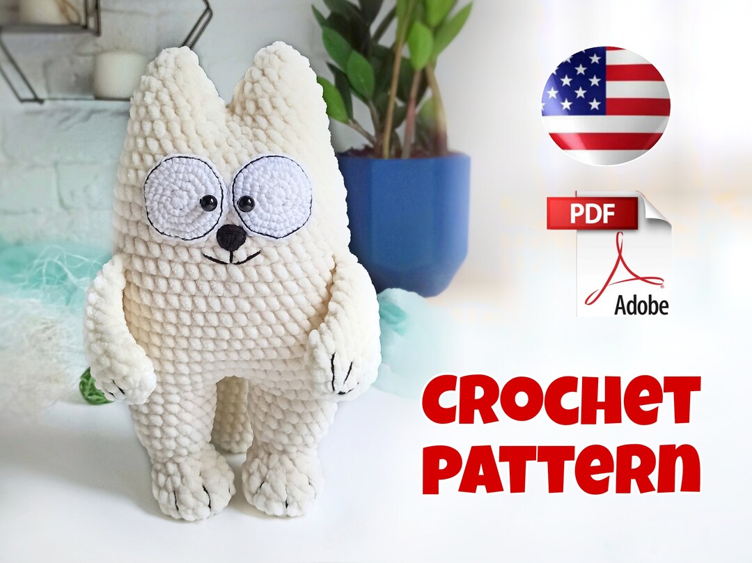 Crochet Plush Cat Pattern, Amigurumi Cat Pattern, Easy Cat Crochet ...