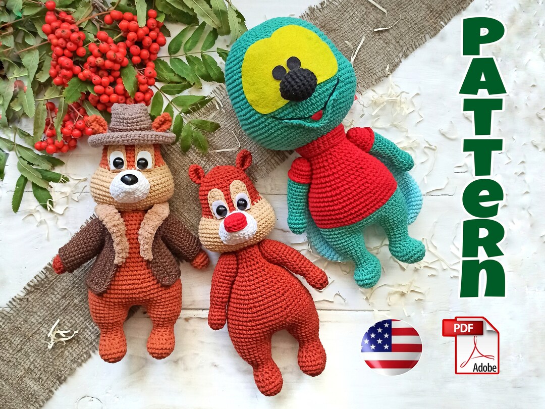 Set 3in1 Amigurumi Pattern, Crochet Pattern Chipmunk and Fly, Pattern ...