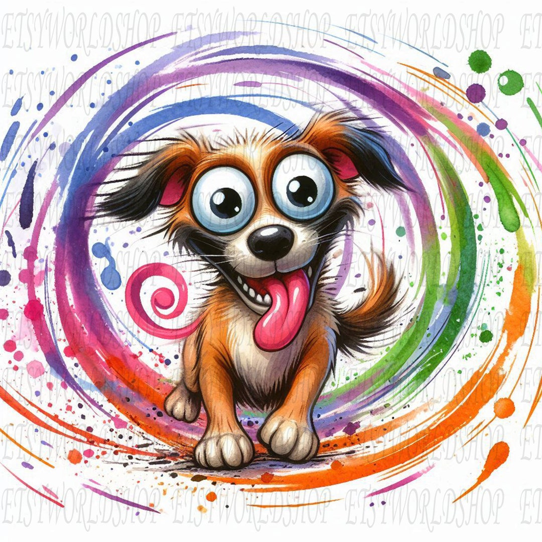 Crazy Dog Png,cute Caricature Pet,funny Dog Clipart Png,cute and Quirky ...