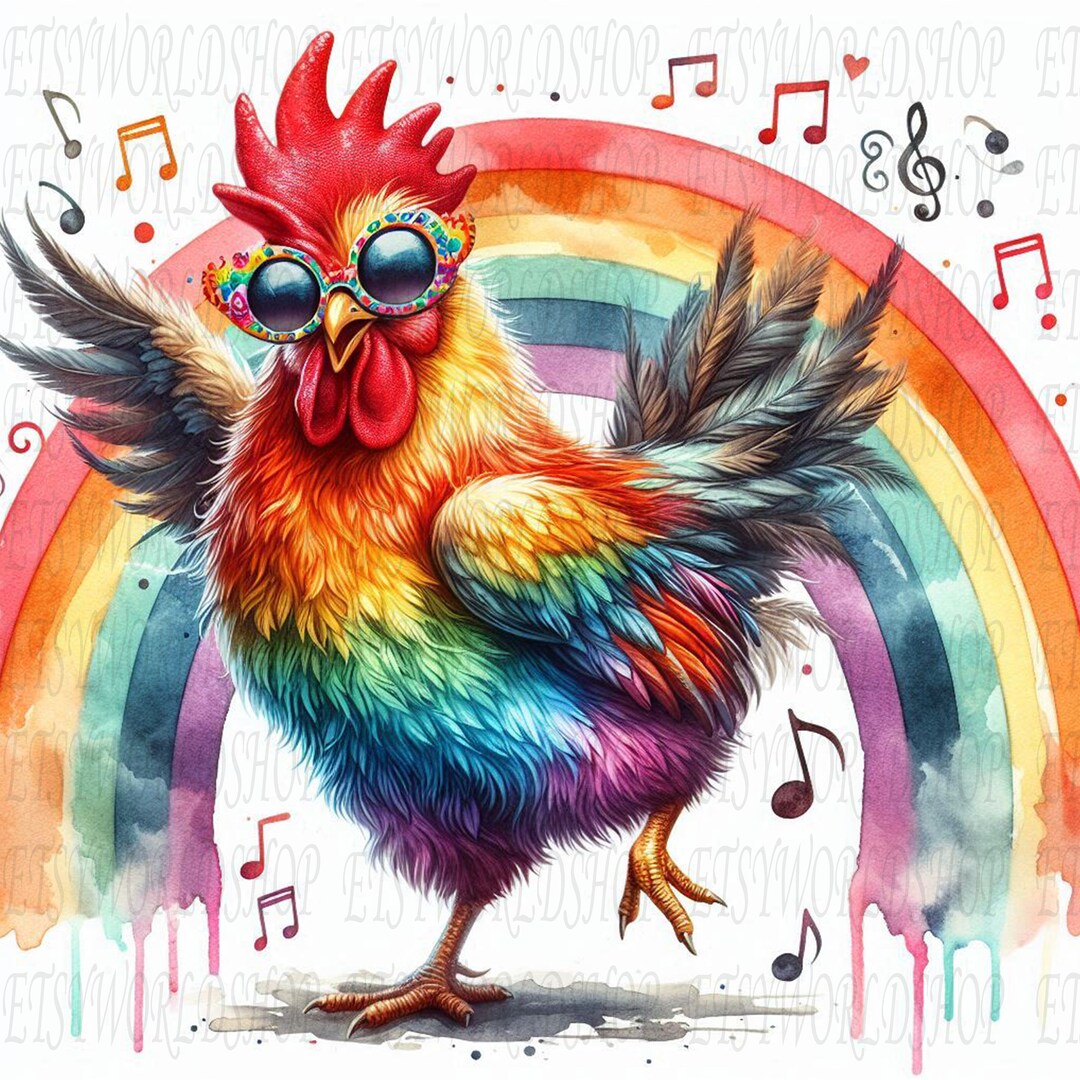 Crazy Chicken Png Sublimation Design,crazy Chicken Watercolor Graphic ...