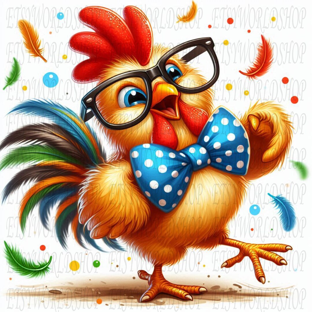Crazy Chicken Png Sublimation Design,crazy Chicken Watercolor Graphic ...
