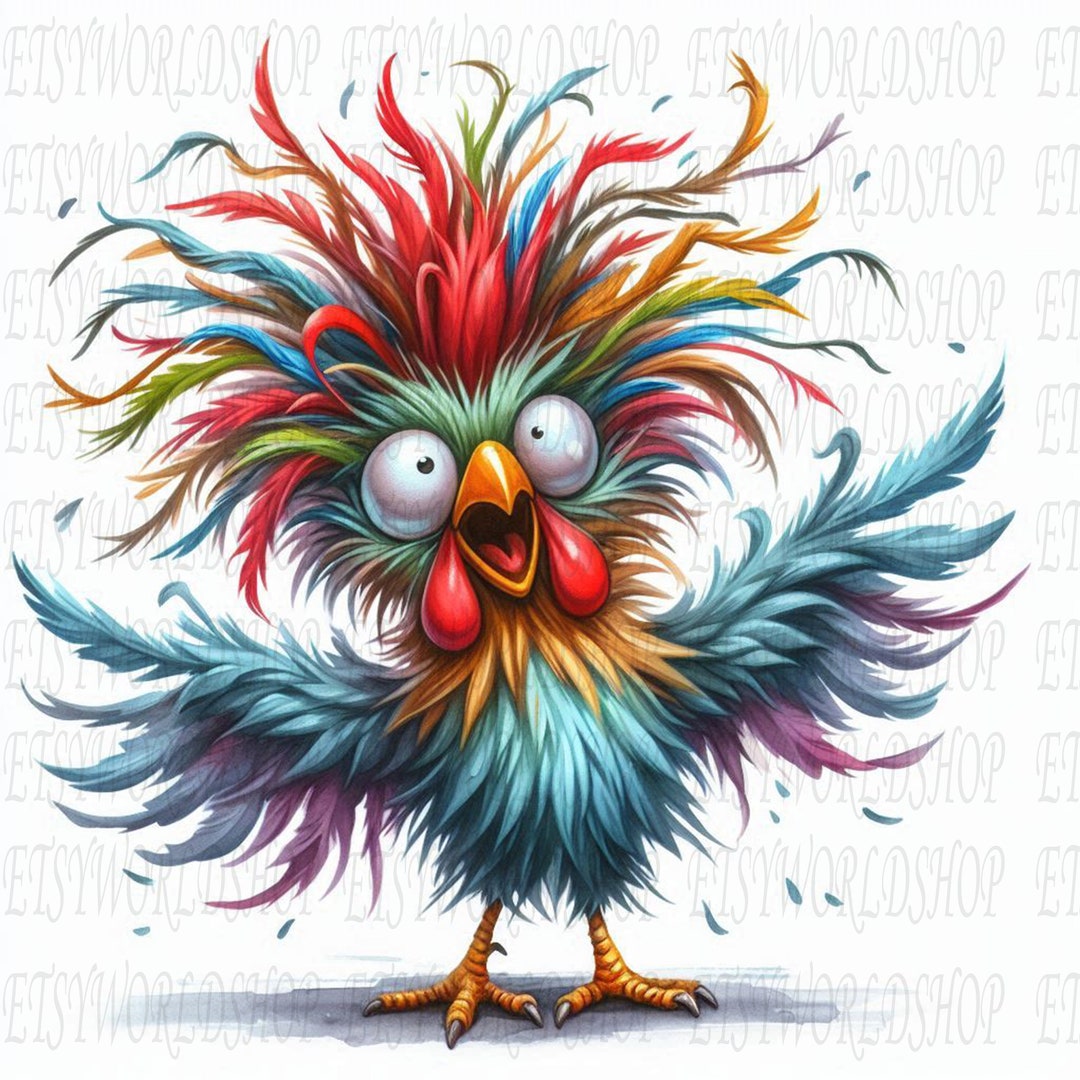 Crazy Chicken Watercolor Graphic,sublimation Graphic,digital Download ...