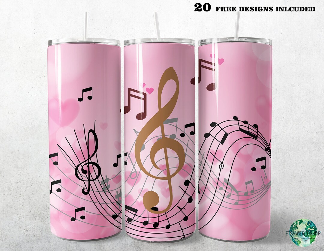 20 Oz Skinny Tumbler,music Tumbler Design ,musical Notes Tumbler ...