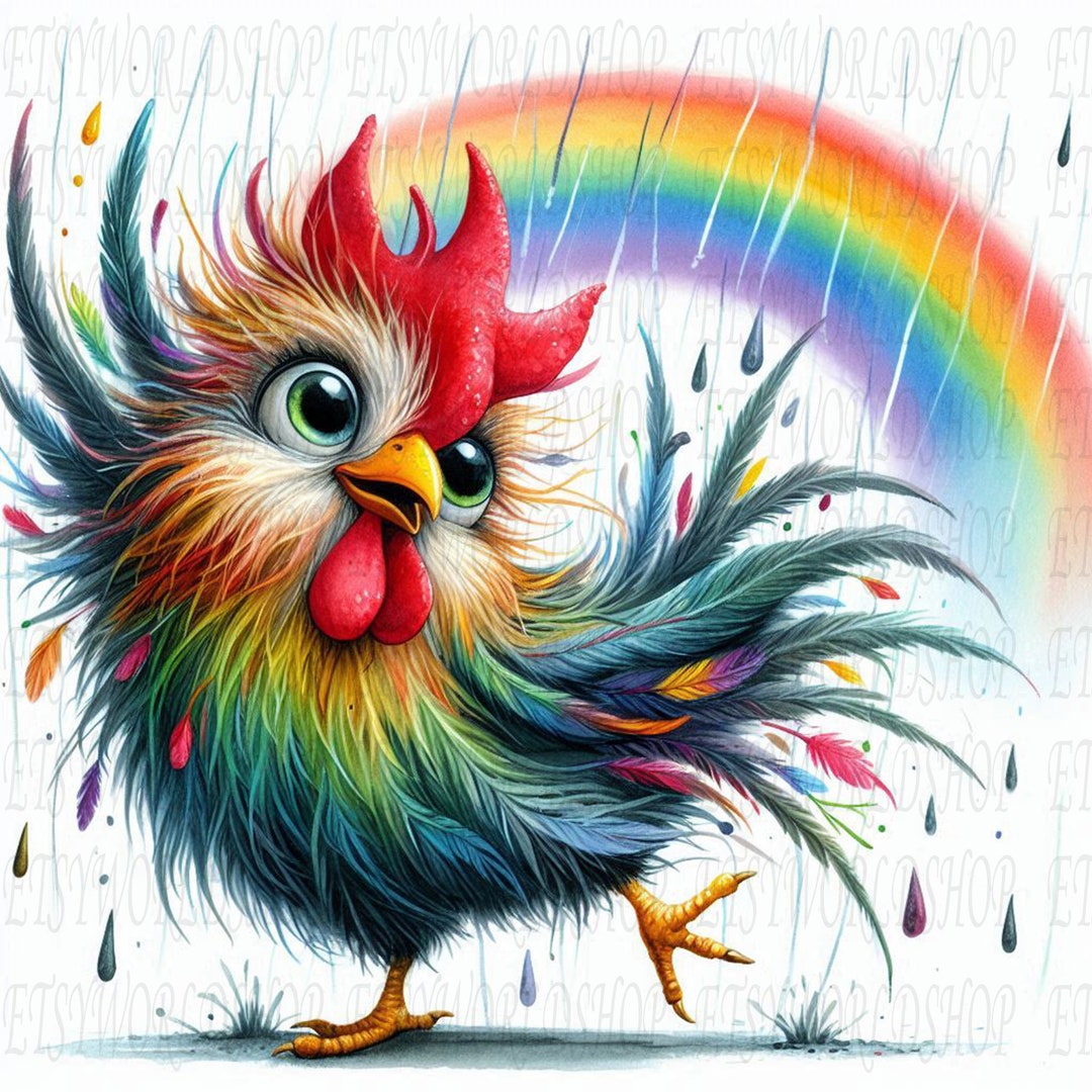 Crazy Chicken Png Sublimation Design,crazy Chicken Watercolor Graphic ...