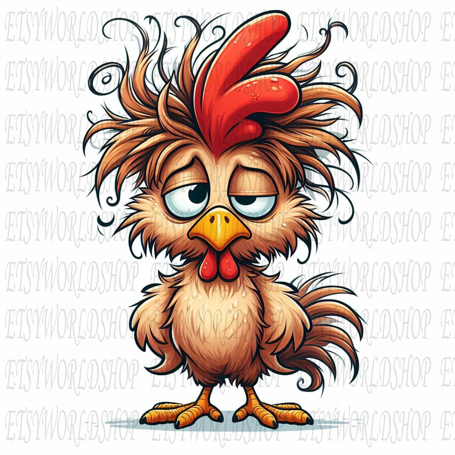Crazy Chicken Png Sublimation Design,crazy Chicken Watercolor Graphic ...