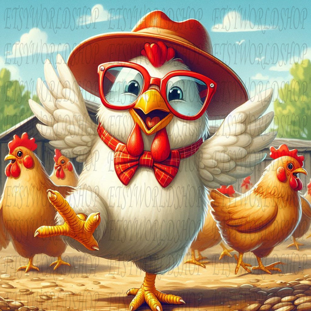 Crazy Chicken Png Sublimation Design,crazy Chicken Watercolor Graphic ...