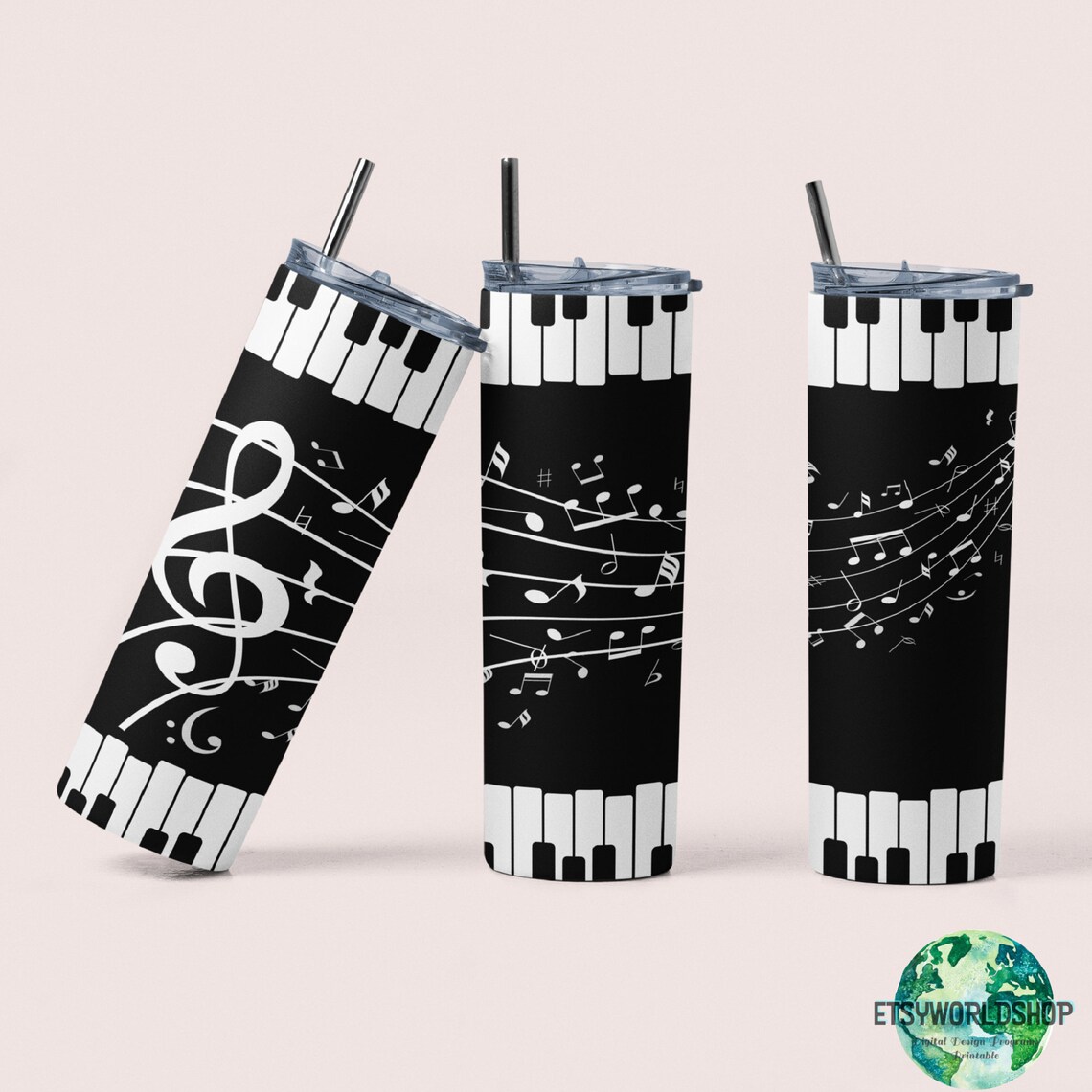 20 Oz Skinny Tumbler Music Tumbler Design Musical Notes - Etsy