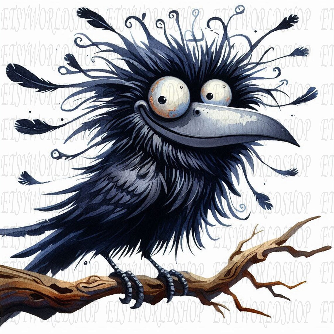 Funny Crow Clipart:cartoon Raven Illustrations (digital Download) - Etsy