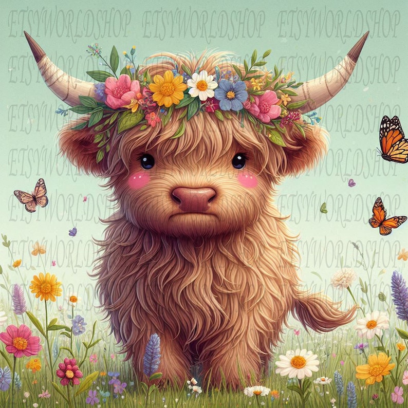 Highland Cow Flowers Clipart Png,highland Cow Png,highland Cow Clipart ...