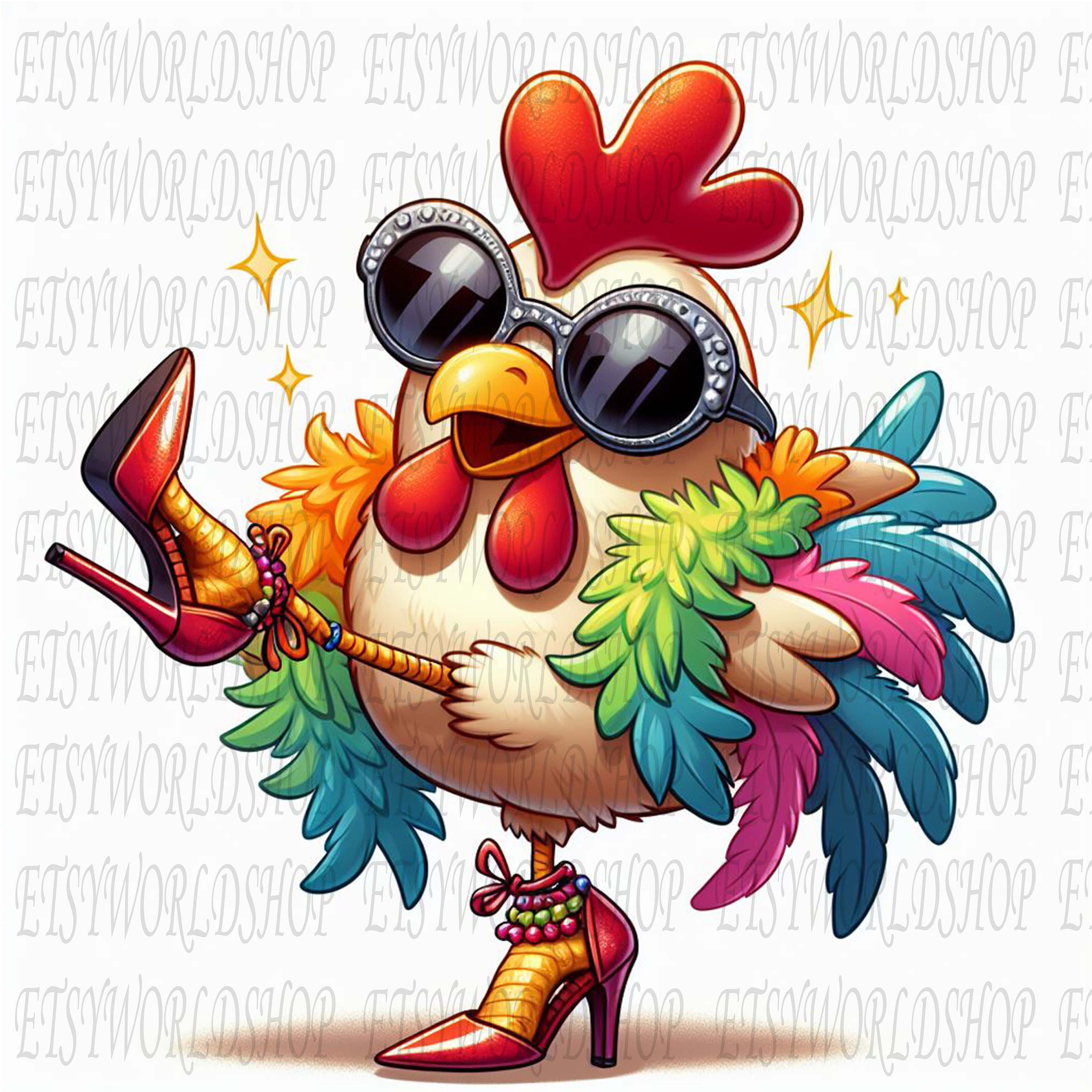 Crazy Chicken Png Sublimation Design,crazy Chicken Watercolor Graphic ...