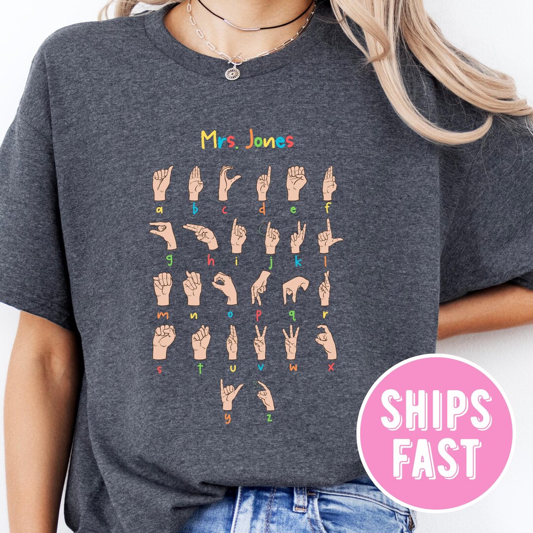 ASL Teacher Personalized Sign Language Shirt, Custom Name Sign Language ...