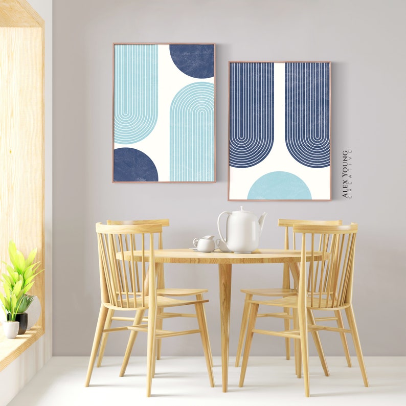 Printable Geometric Art Set of 3, Mid Century Modern Art Set, Boho Art ...