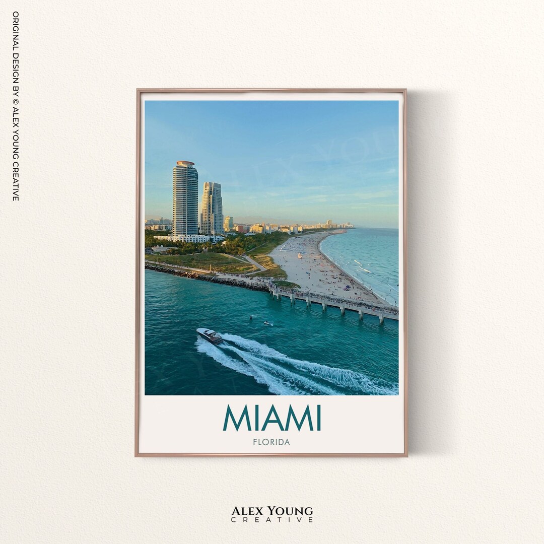Miami Minimal Print, Miami Travel Poster, United States Poster Print ...