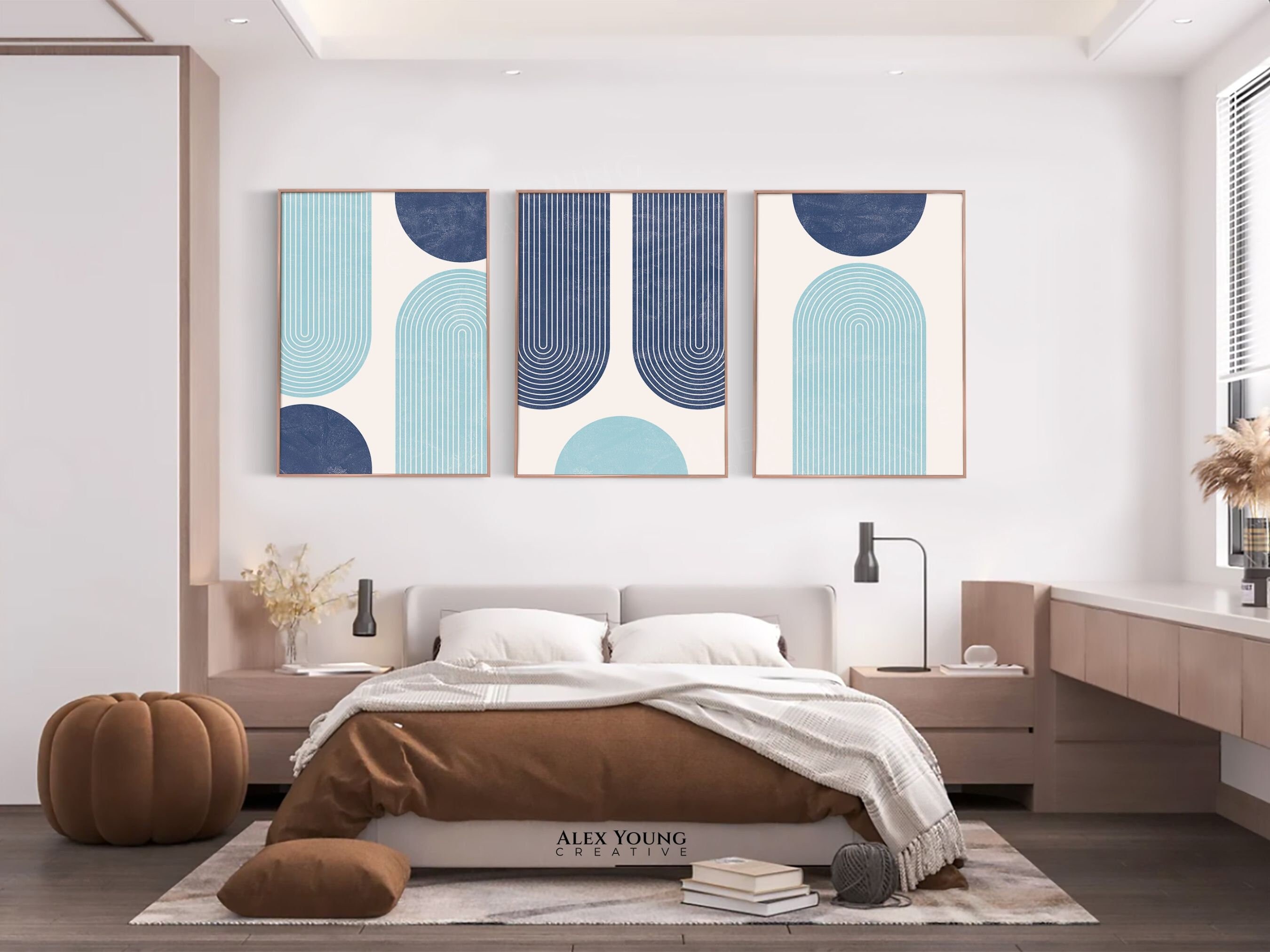 Printable Geometric Art Set of 3 Mid Century Modern Art Set - Etsy