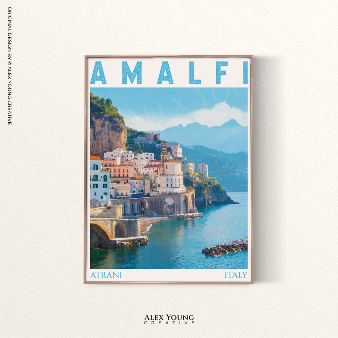 Amalfi Print Ocean, Amalfi Poster Featuring Atrani, Amalfi Poster Wall ...