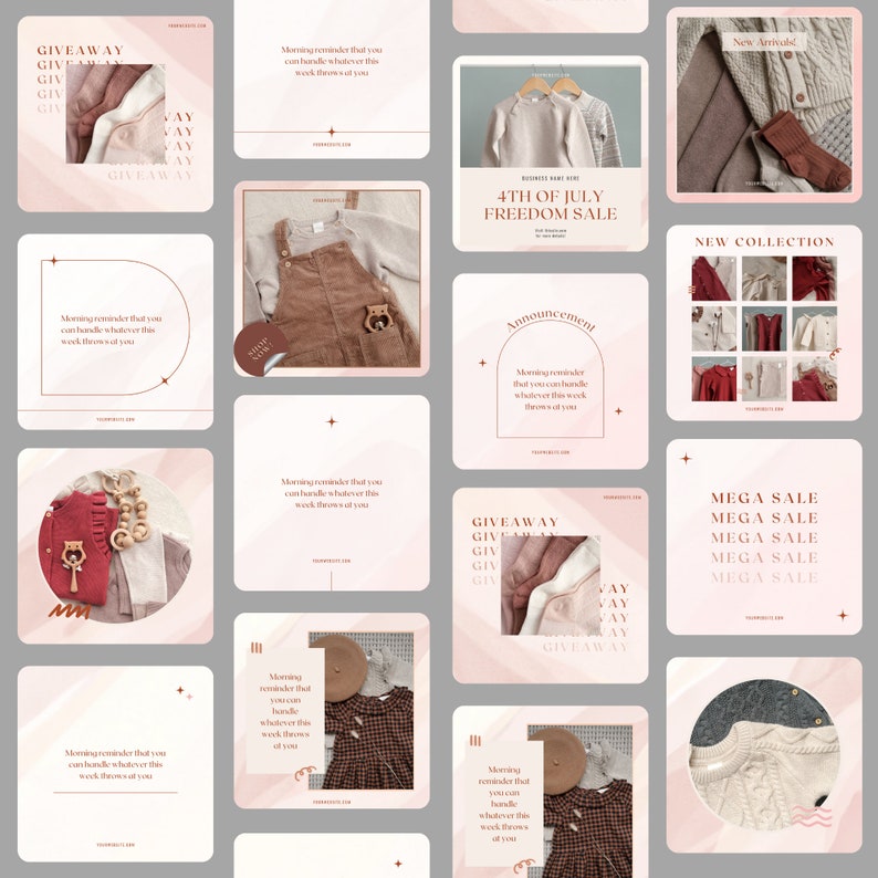 15 Seamless Instagram Post Blush Theme Fashion Instagram | Etsy