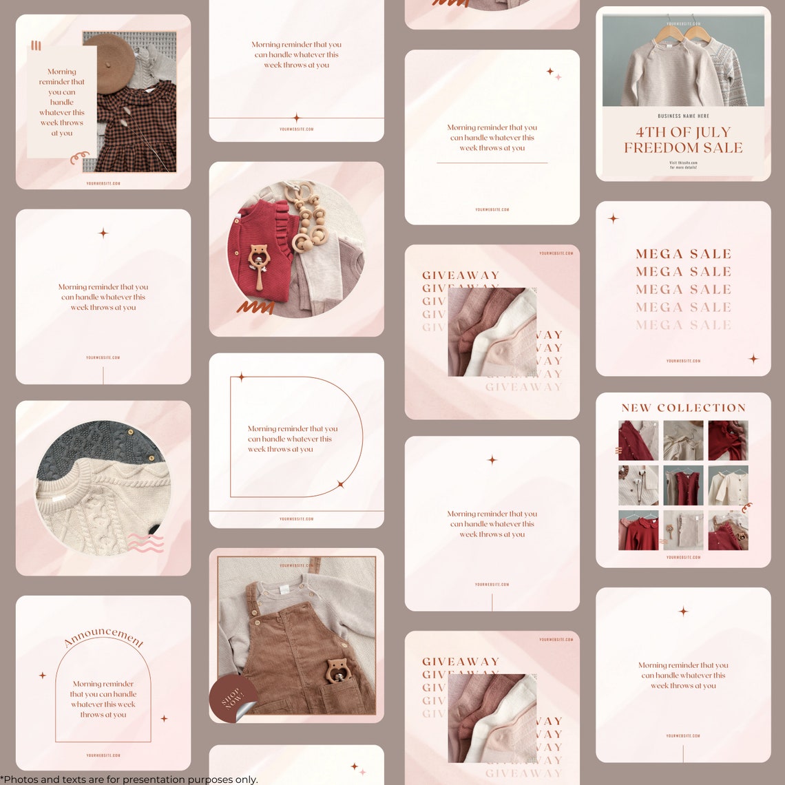 15 Seamless Instagram Post, Blush Theme Fashion Instagram Canva ...