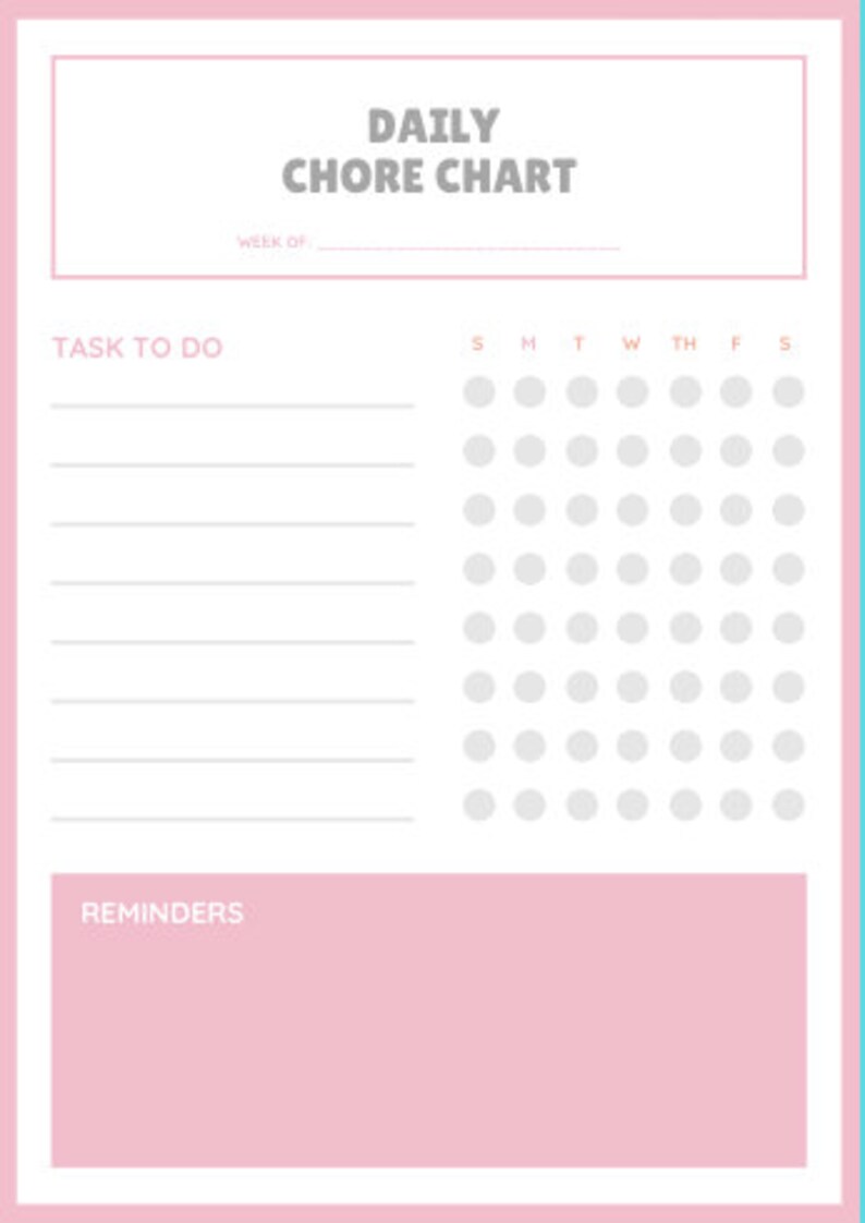 Daily Chore Chart Printable, Productivity Planner, Daily to Do List ...