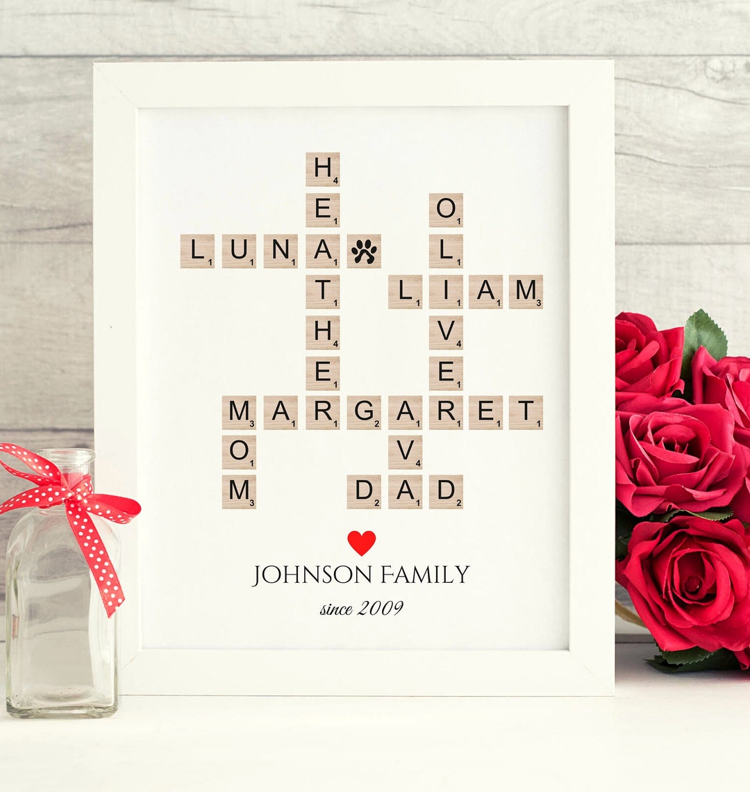 Personalized Family Name Sign, Custom Family Letter Tile, Crossword ...