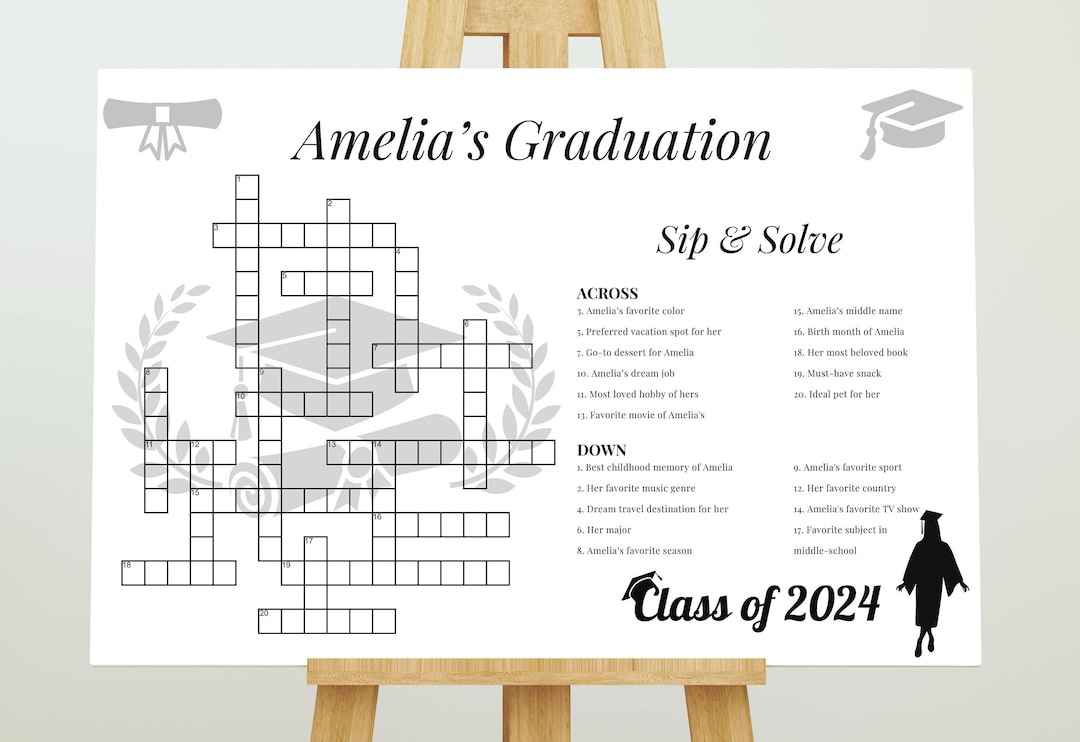 Custom Graduation Crossword Puzzle: Sip & Solve Game (digital Delivery ...