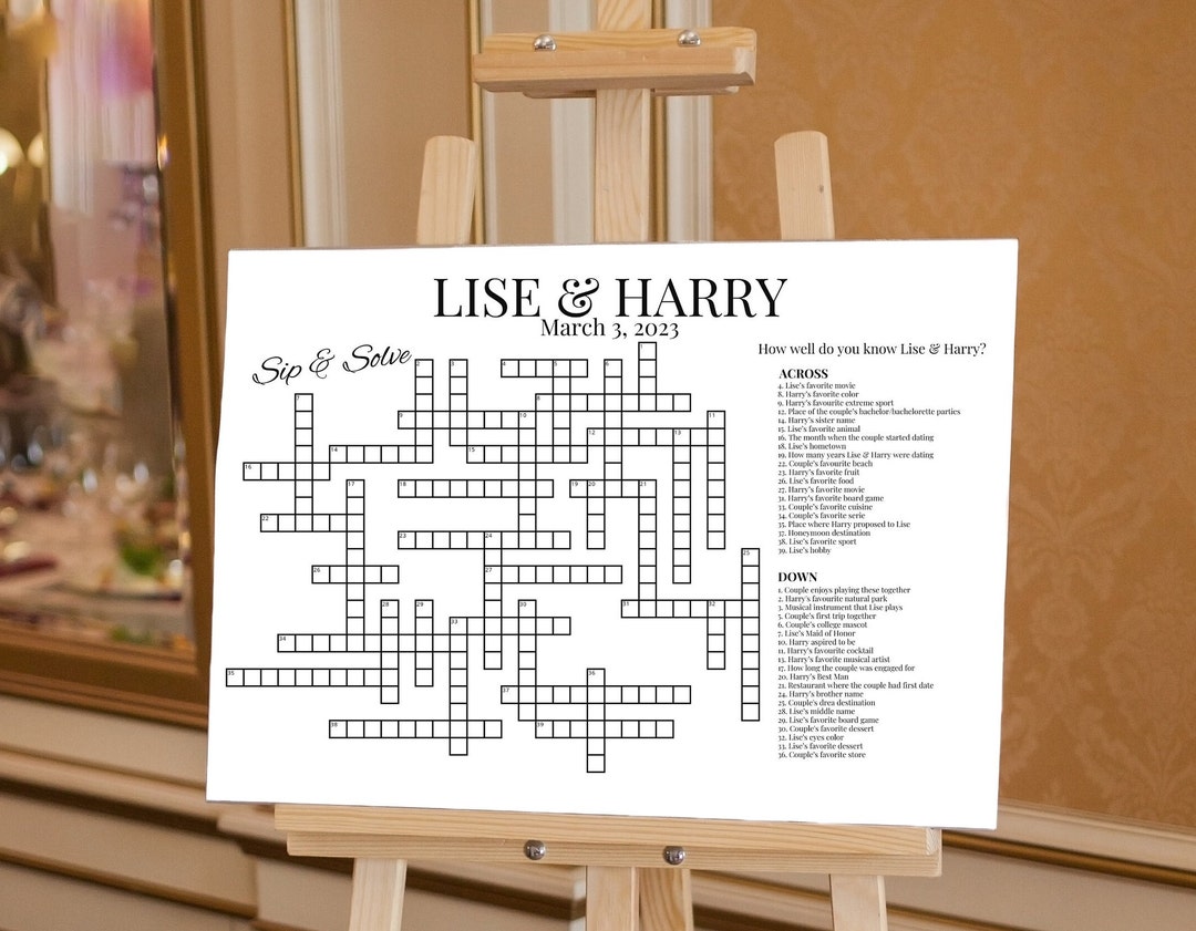 Custom Crossword Puzzle, Giant Crossword Puzzle, Sip & Solve Puzzle ...