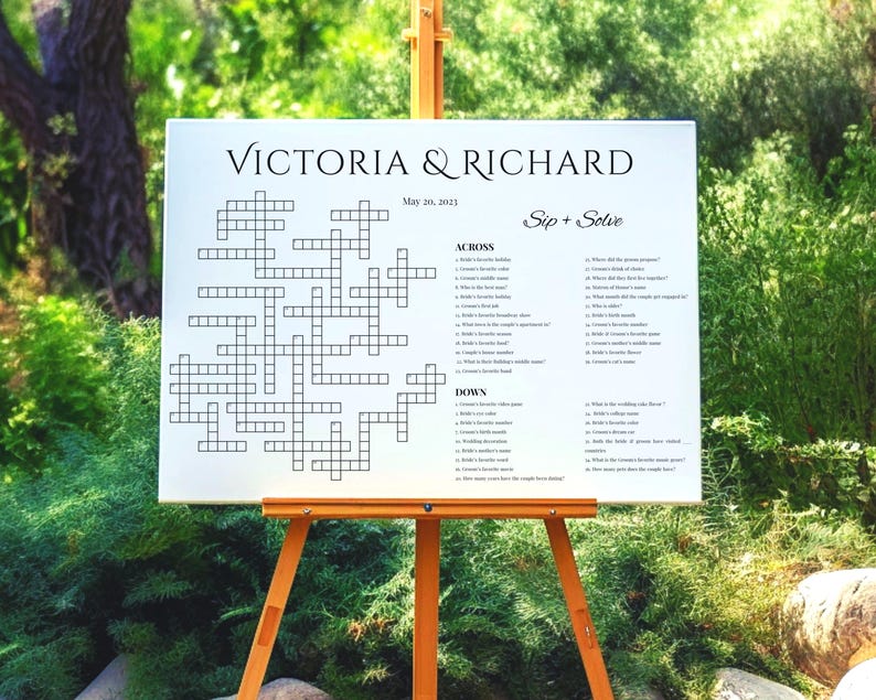 Custom Wedding Crossword Puzzle: Sip & Solve, Boho Minimalist (digital ...