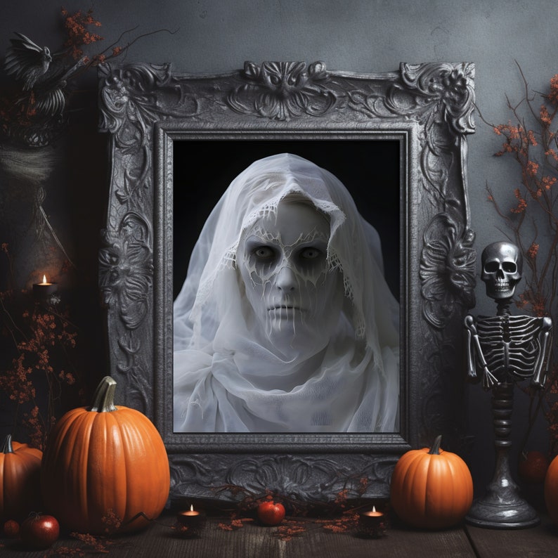Ghost Bride Art Print, Halloween Digital Print, Halloween Decor ...