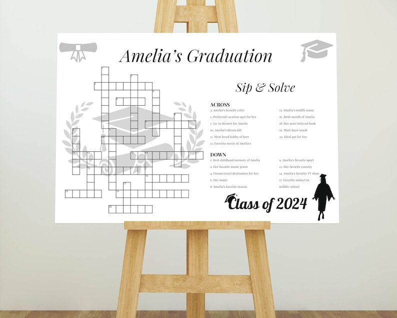 Custom Graduation Crossword Puzzle: Sip & Solve Game (digital Delivery ...