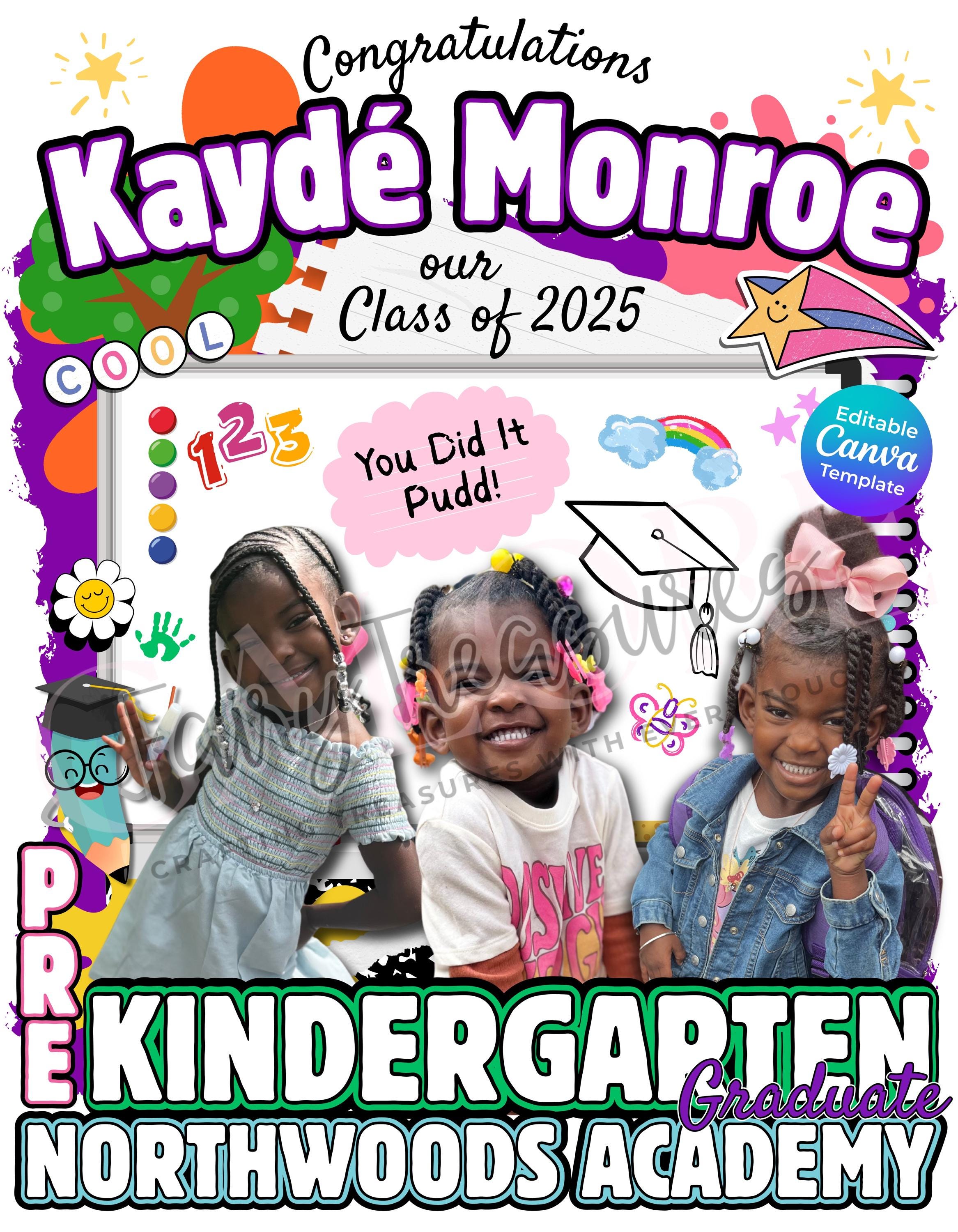 Editable Canva Prek/kindergarten Graduation Template - Etsy